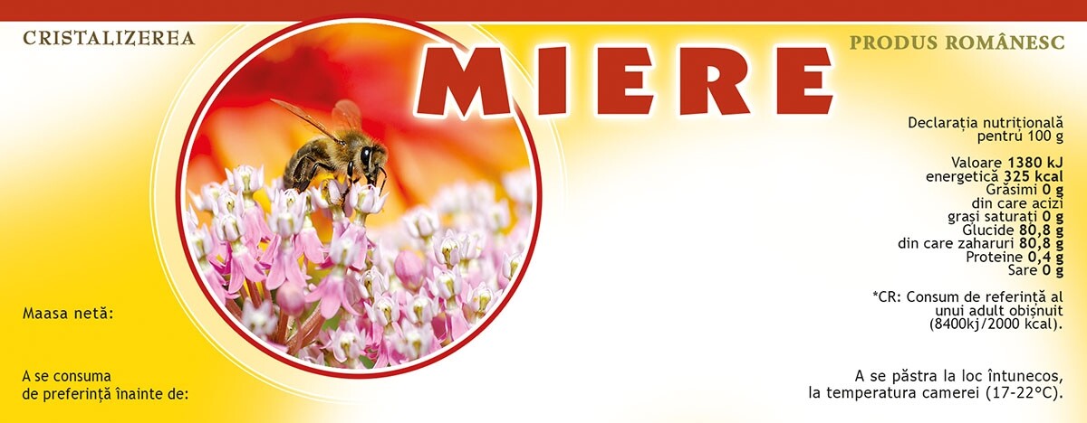 Eticheta miere simpla (154x60 mm) - Apis-Blaj.ro